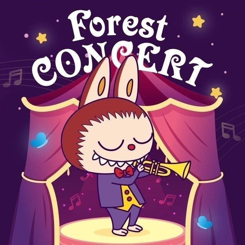 อย่างเป็นทางการของแท้ LABUBU Forest Concert Badge เข็มกลัดหีบเพลงเปียโน ...