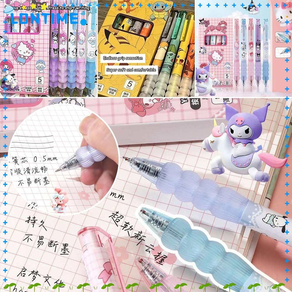 Lontime 5 ชิ้น Pikachu Neutral ปากกา, การ์ตูน Decompression Sanrio กด ...