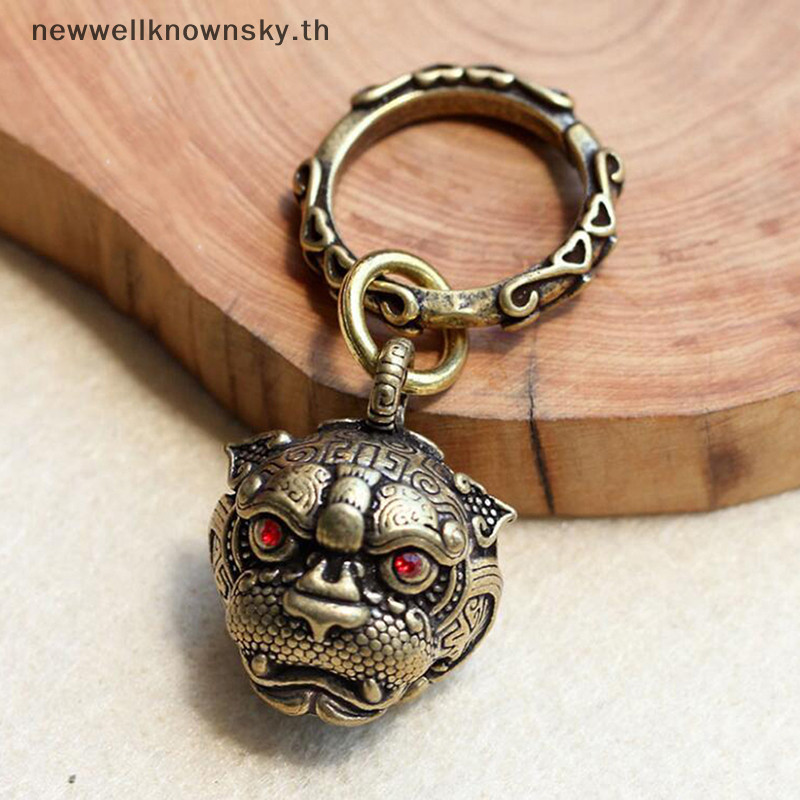 ใหม่โลหะทองเหลือง Tiger Key Chains DIY แขวนเครื่องประดับอุปกรณ์เสริม Vintage Figurines SKY ...