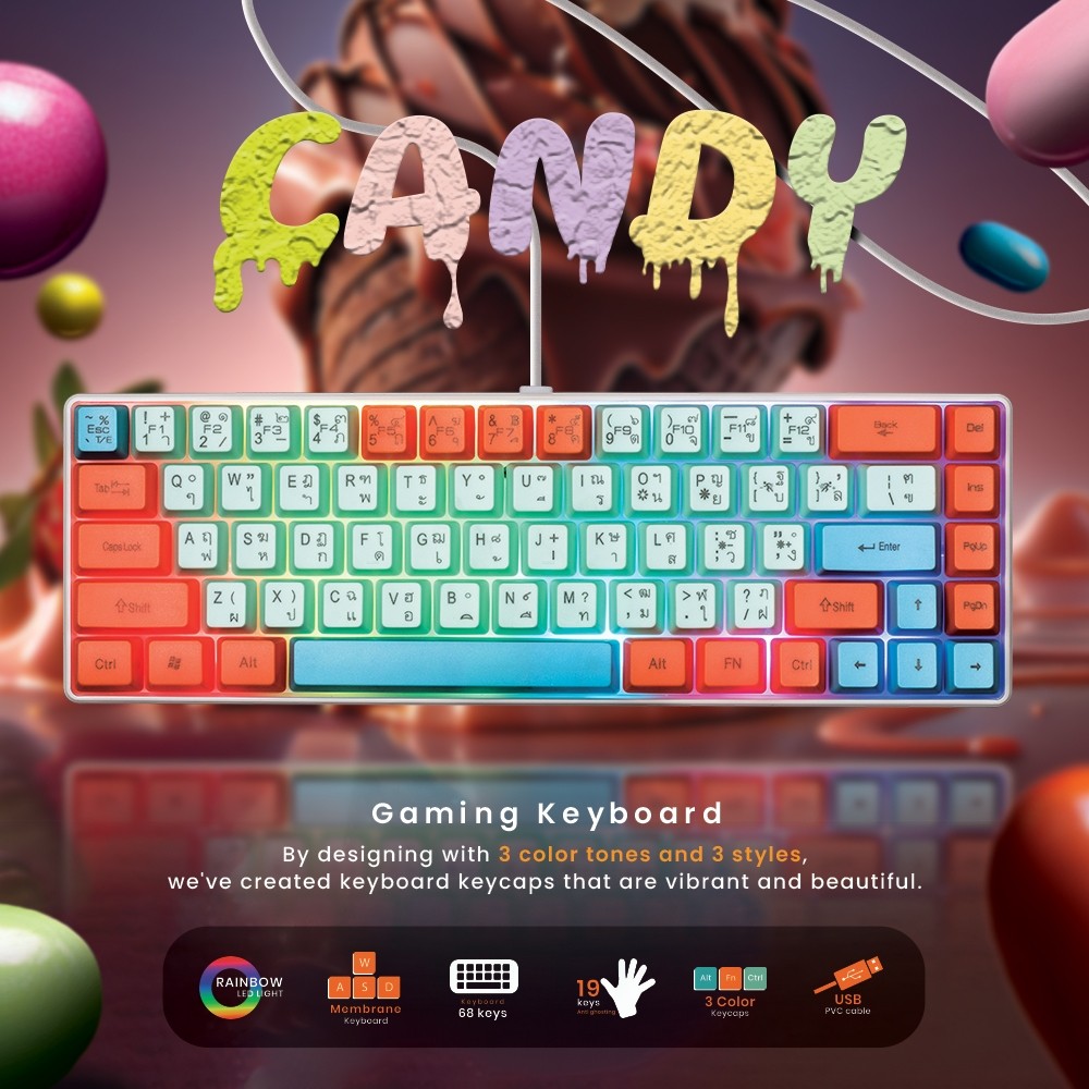 Neolution E-Sport Gaming Keyboard Candy คีย์บอร์ดเกมมิ่ง คีย์บอร์ดเล่น ...