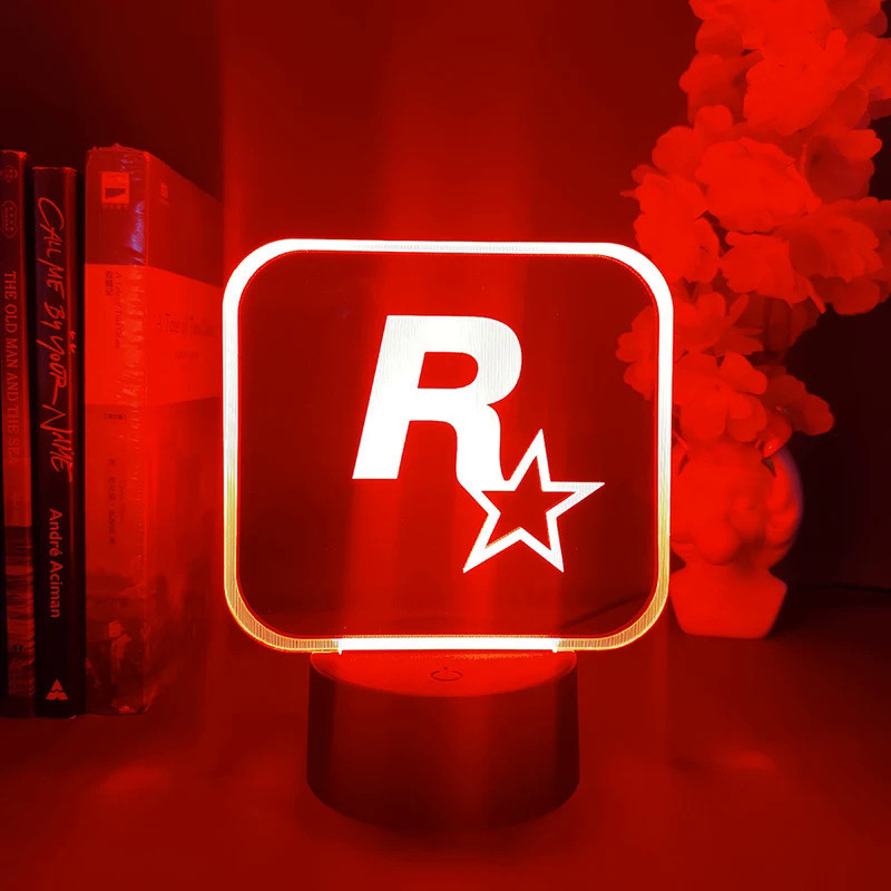 Grand Theft Auto V Game LOGO Rockstar 3D LED Neon Night Light Bedroom ...