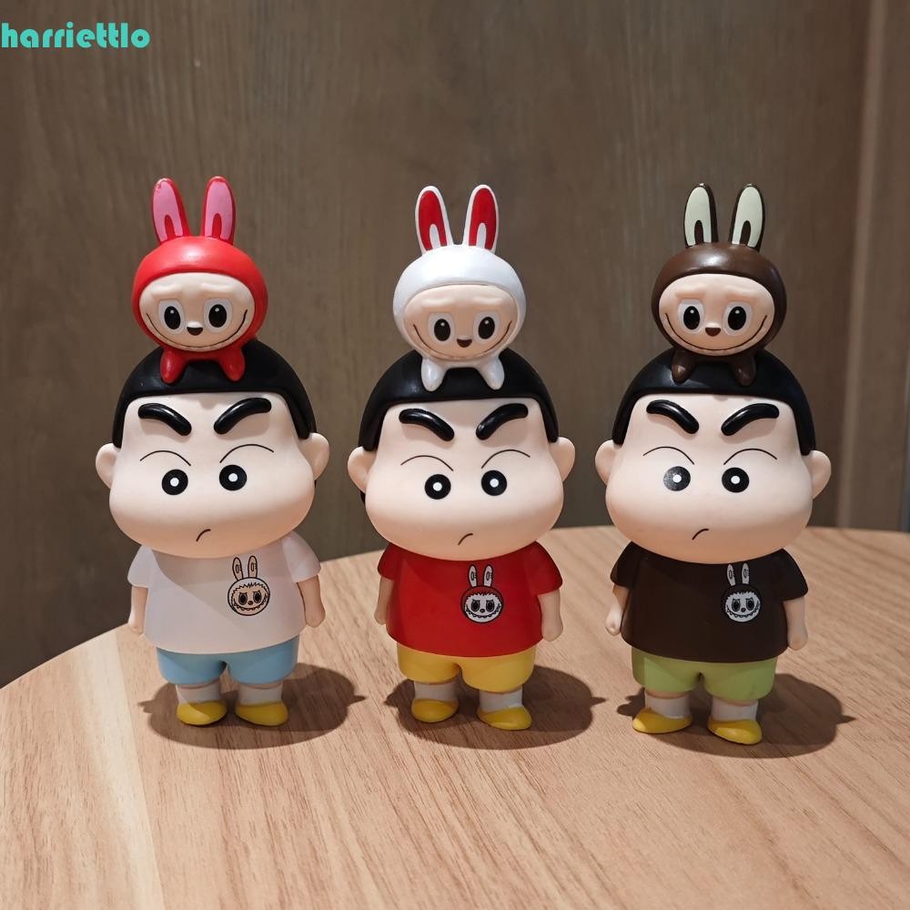 HARRIETTLO Labubu Crayon Shin-Chan รูป, PVC ตุ๊กตารูปปั้น Crayon Shin ...