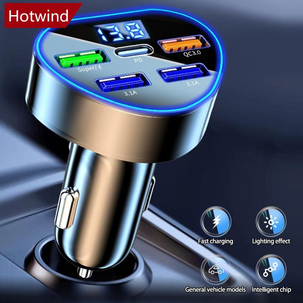 HTT 350W เครื่องชาร์จรูปหัวใจในรถยนต์ USB Type C Super Fast Charge ในรถยนต์พร้อมเครื่องวัดแรงดัน ...