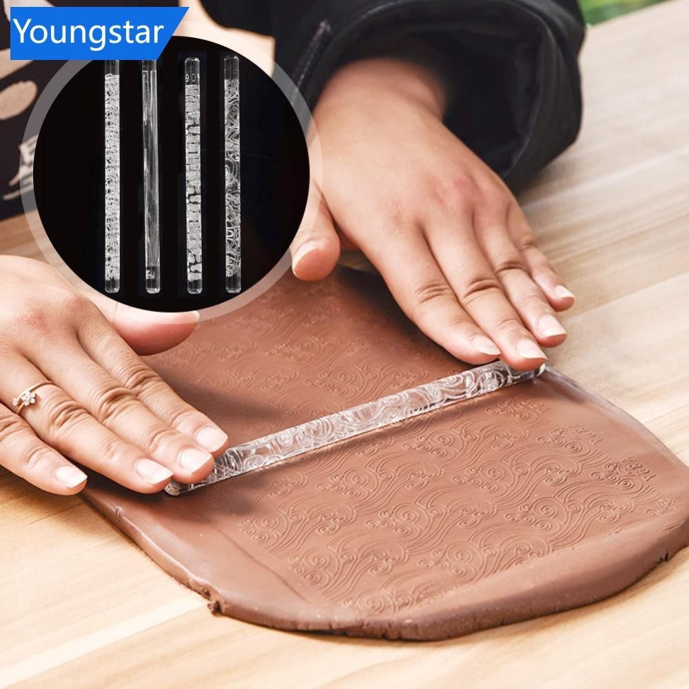 [หนุ่มตลอดกาล] อะคริลิค Texture Rolling Pin เซรามิคเครื่องปั้นดินเผา ...