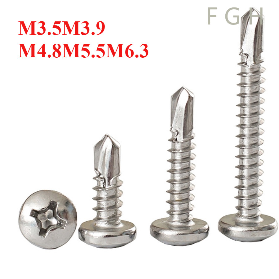 [FGH-Y] เบอร์ สกรูหัวแพน ปลายสว่าน แฉก P+ สแตนเลส 410 / Pan Head Phillip Self Drilling Screw M3 ...