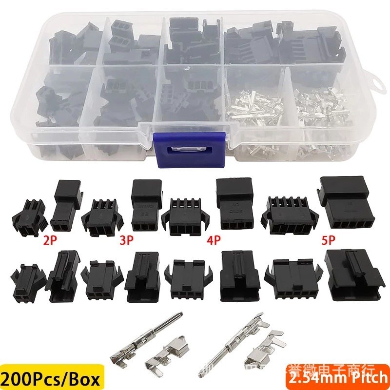200pcs 2.54mm Pitch JST SM Connector Kit 2/3/4/5Pin ชาย/หญิง Plug Housing | Shopee Thailand