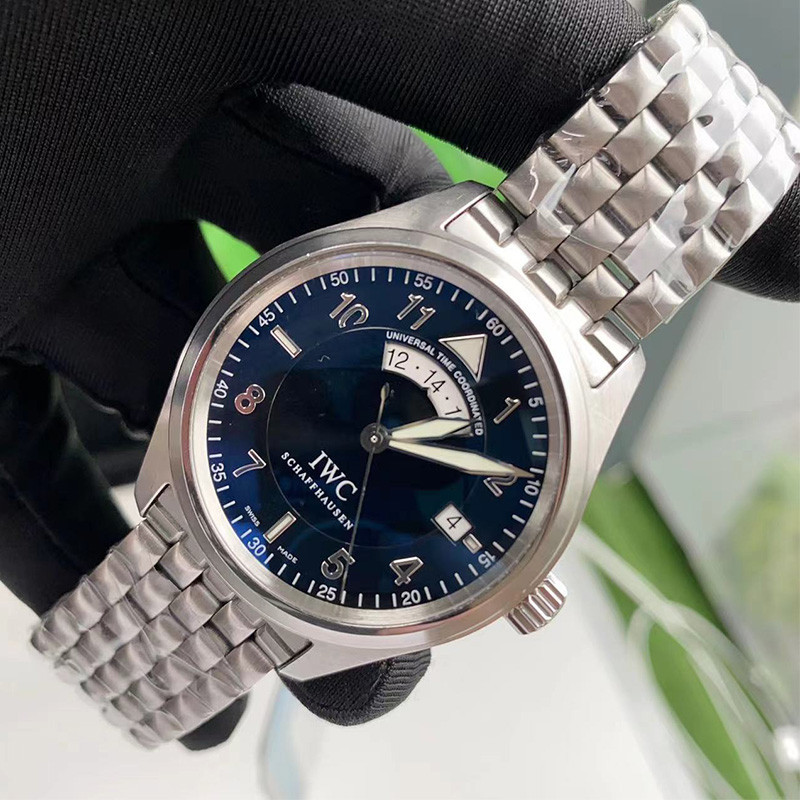 Iwc IWC 39mm Pilot Universal Time นาฬิกาผู้ชายกลไกอัตโนมัติ IW325106 ...