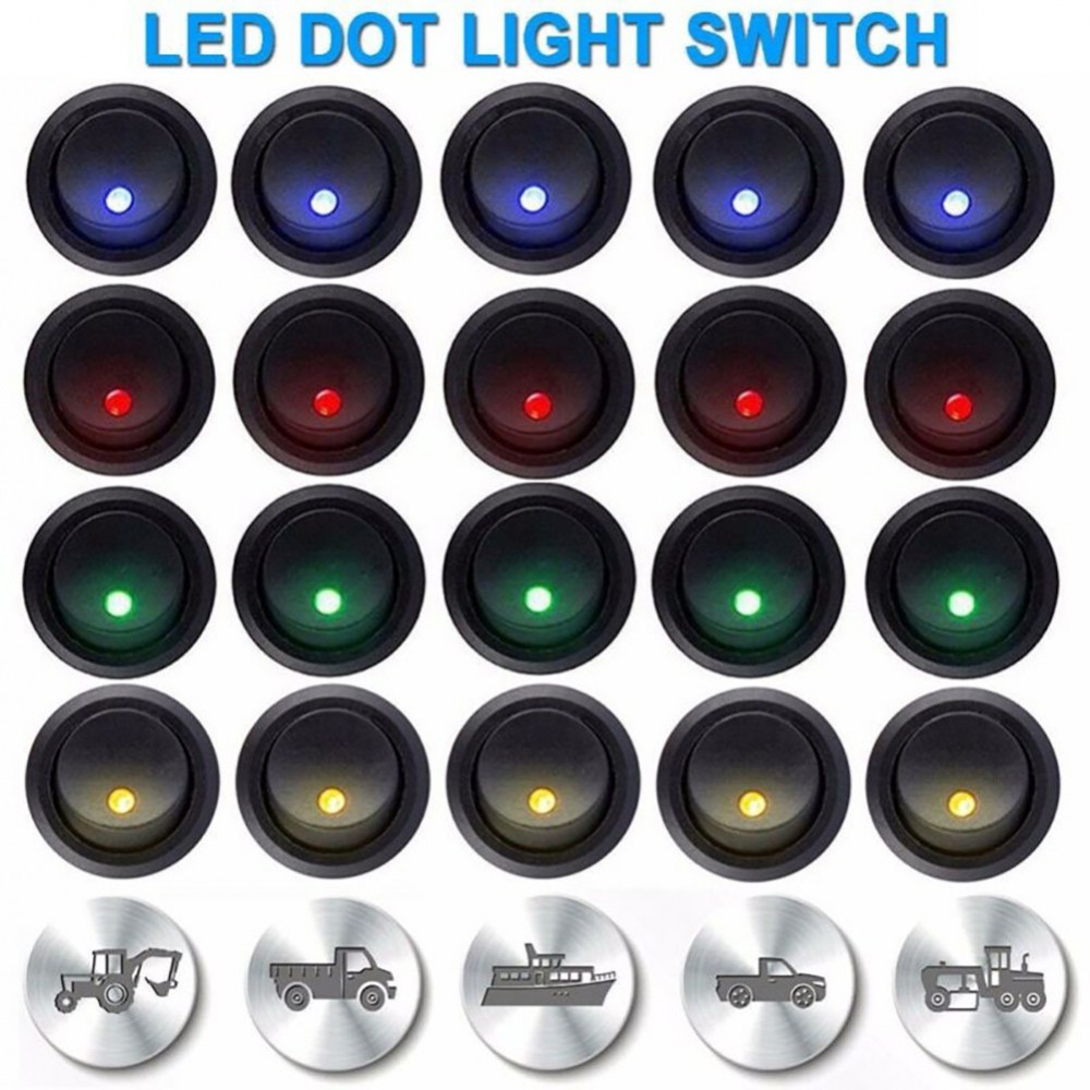 สวิตช์ LED Dash Dash Dash Dashboard Illuminated ON/OFF Rocker Switch ...