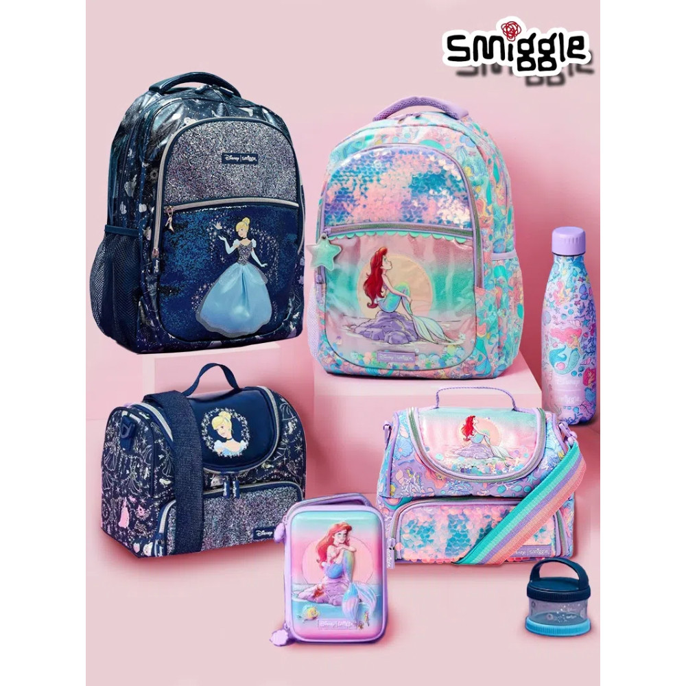 ออสเตรเลีย Smiggle Mermaid & Cinderella กระเป๋านักเรียนขนาดใหญ่กรณีปาก ...