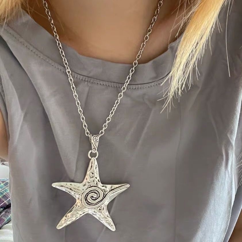 Jushi ปลาดาวสร้อยคอผู้หญิง Niche Vintage Sweet Cool ปลาดาว Collarbone ...