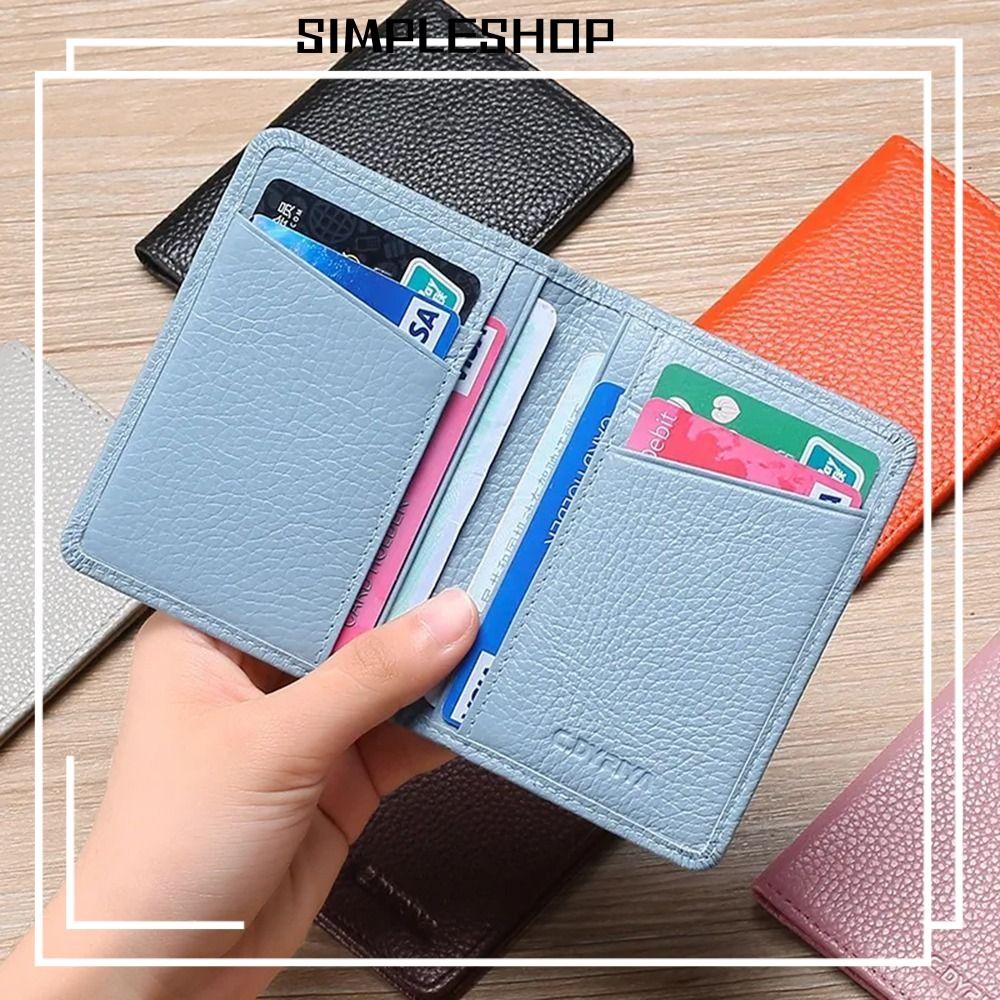 SimpleShop Card Holder สีทึบPUหนัง สำหรับผู้ชายและผู้หญิง พกพาสะดวก มีช่องหลายใบ | Shopee Thailand