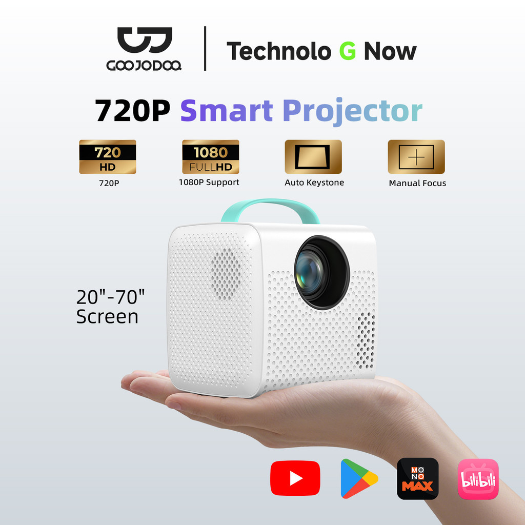 GOOJODOQ Portable Mini Projector High-definition 720P Resolution 2.4G ...