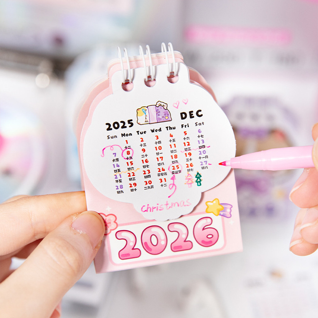 ปี 2026 Mini Cat Calendar Planner พร้อม Notes Space Double Line-Diagram ...