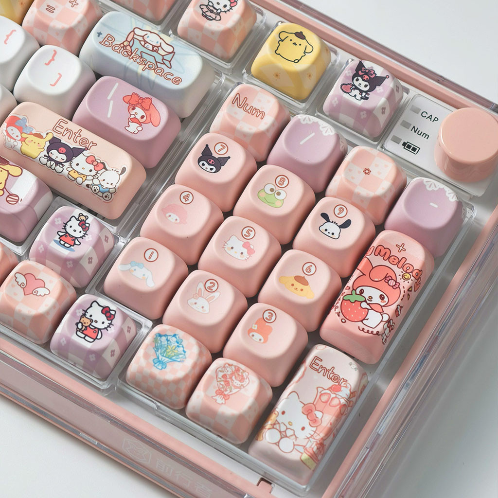 Sanrio Family Keycaps 130 คีย์ MOA โปรไฟล์ PBT Dye Sublimation น่ารัก ...