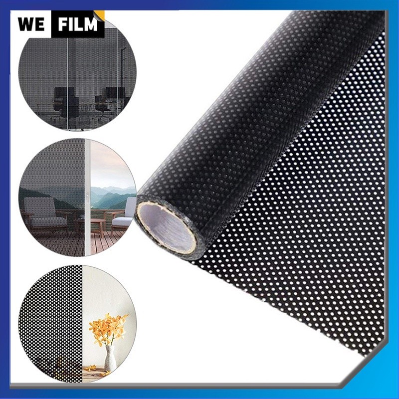 Static Mesh Window Film Perforated Self-Adhesive Black Privacy Glass ...