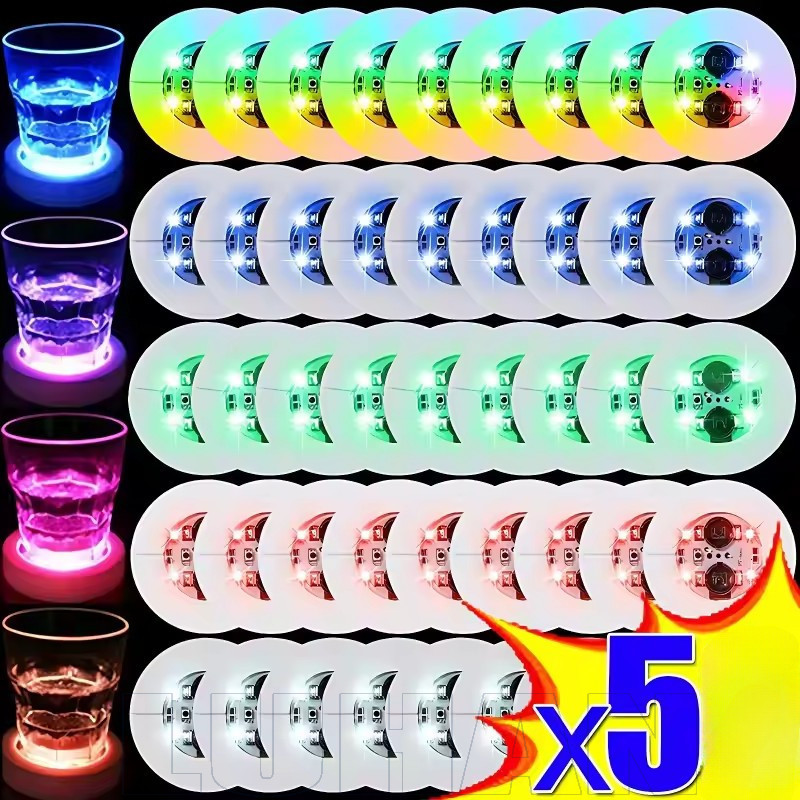 1-5 ชิ้น LED Luminous Coaster สติกเกอร์ - KTV Bar Party ถ้วยเครื่องดื่ม ...