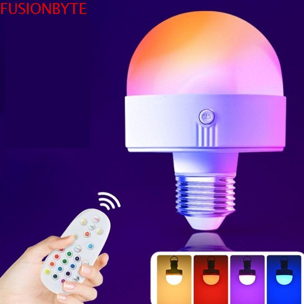 FUSIONBYTE หลอดไฟฉุกเฉิน, USB ชาร์จ 5W RGB หลอดไฟ, Creative พร้อมรีโมท Dimming ฐานที่ถอดออกได้ ...