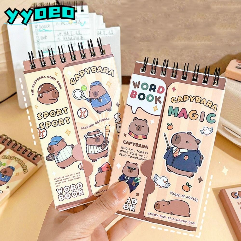 YYOEO Planner Notebook, Kawaii การ์ตูนไดอารี่ Notepad, แบบพกพาเกลียว Capybara Mini นักเรียน ...