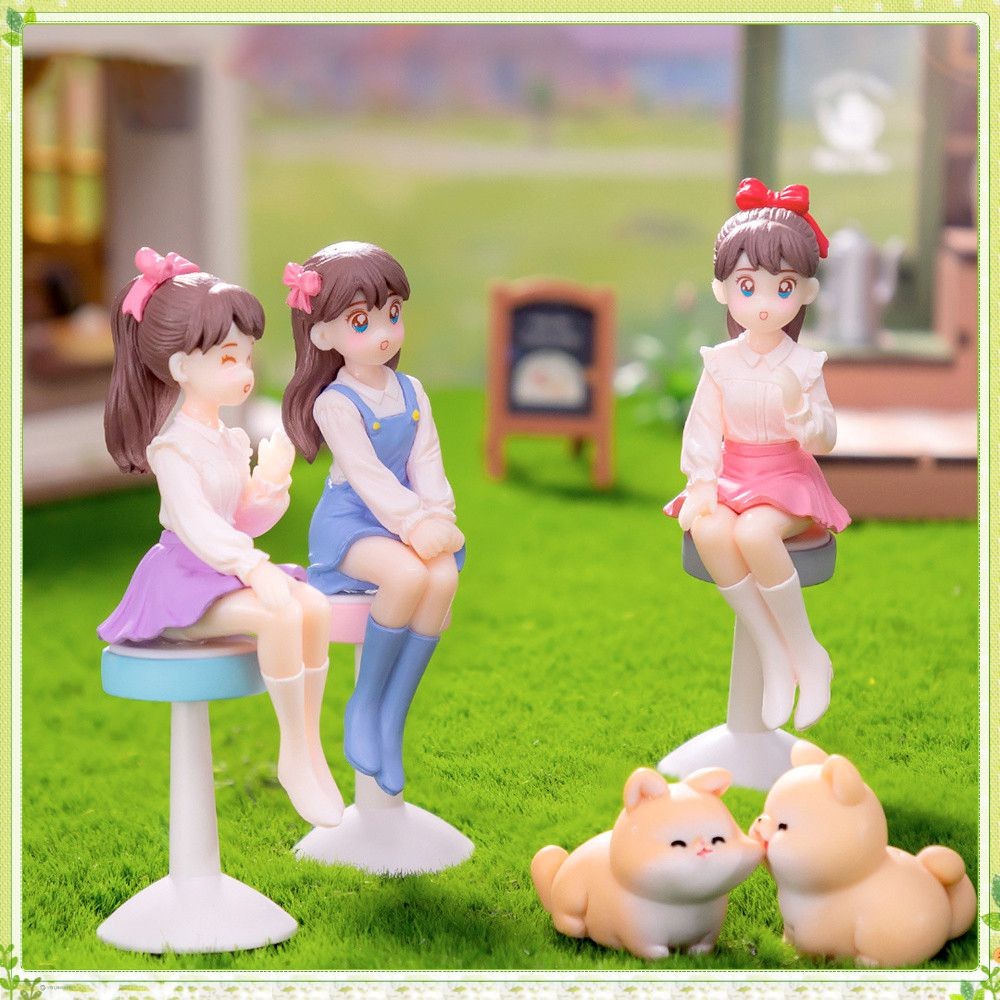 youngtime 2 ชิ้น/เซ็ต รูปปั้นเด็กผู้หญิงน่ารักขนาดเล็ก ตกแต่งภูมิทัศน์ขนาดเล็ก ติดรถยนต์ โต๊ะ ...