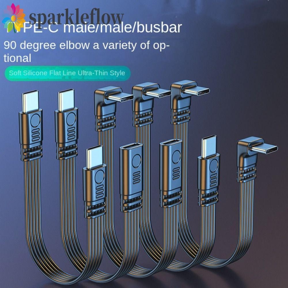 Sparkleflow สายต่อ USB C, Type C ถึง Type C 90 องศา Type C Extended Data Line, 480Mbps ชายหญิง ...