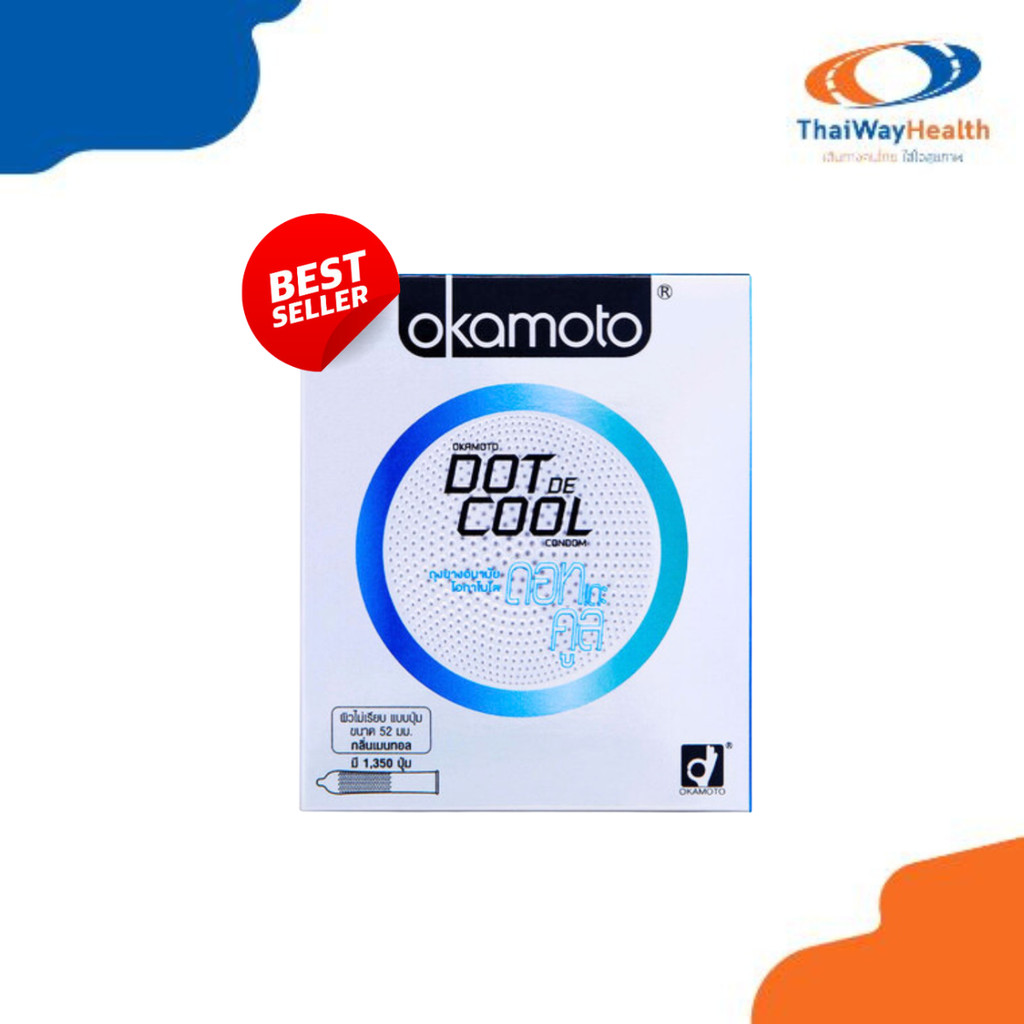 Okamoto Dot De Cool ถุงยางอนามัย แบบมีปุ่ม สูตรเย็น ขนาด 52 มม. บรรจุ 1 ...
