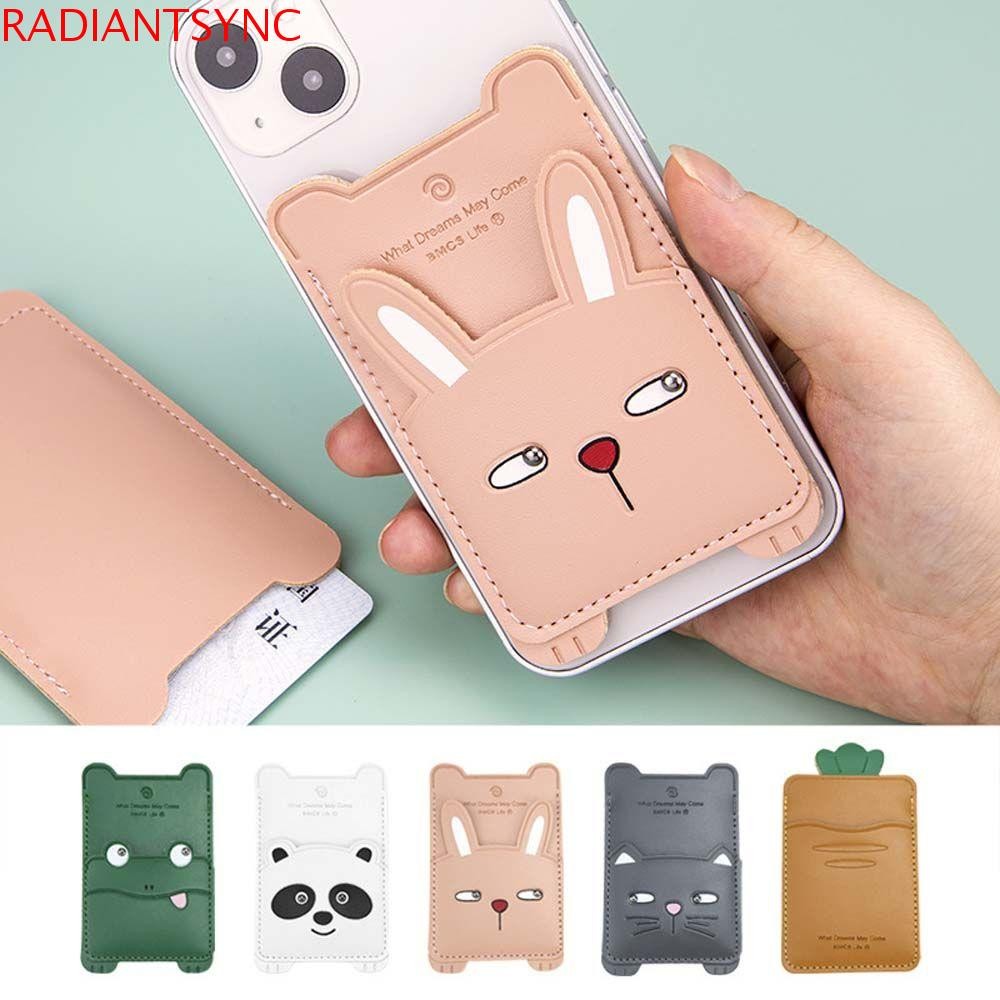 Radiantsync โทรศัพท์ผู้ถือบัตรหนัง PU น่ารักการ์ดผู้ถือบัตรเครดิตสติกเกอร์กาวการ์ตูนโทรศัพท์กลับ ...