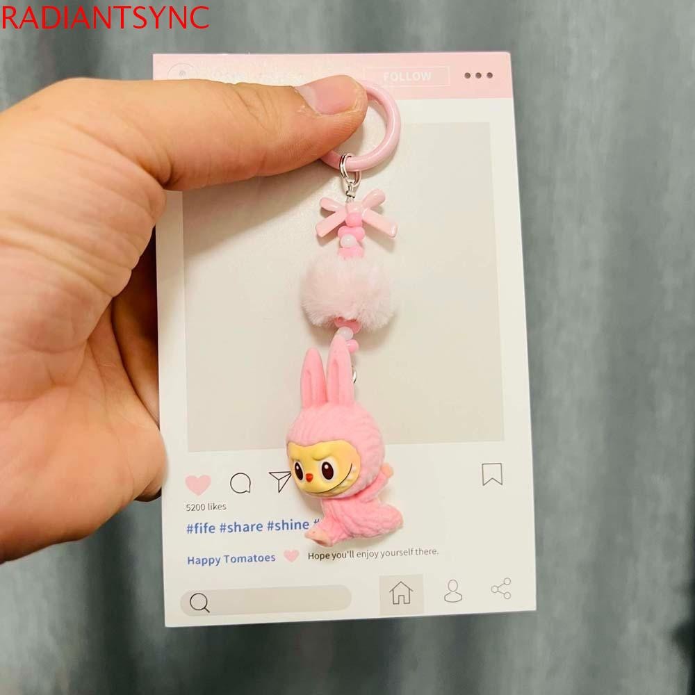 Radiantsync Lazy Yoga Labubu Doll, ซิลิกาเจล Plush Ball Flocking Labubu Key Ring, จี้สร้างสรรค์ ...