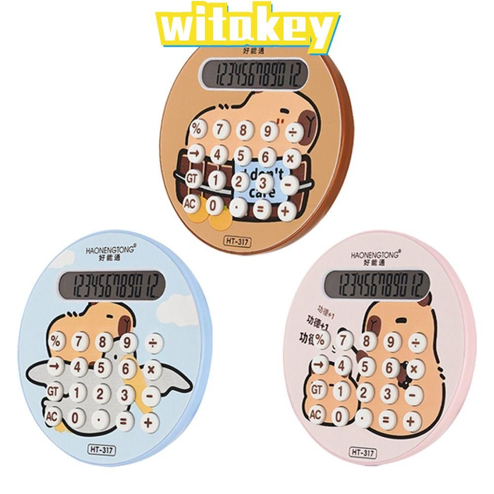 เครื่องคิดเลขนักเรียน WITAKEY ความไวสูง 12-Digit Capybara เครื่องคิดเลขขนาดเล็ก, การ์ตูนจอแสดงผล ...