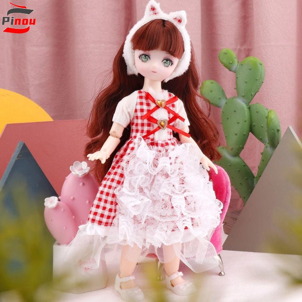 PINOU 30 ซม.อะนิเมะตุ๊กตา Bjd, ทรงกลม Joint พร้อมเสื้อผ้า 1/6 ตุ๊กตา ...