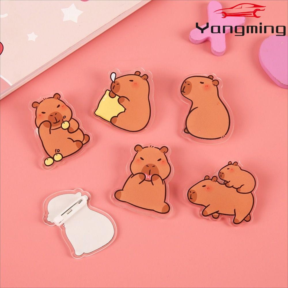 YANGMING Capybara Pins, เสื้อผ้าอุปกรณ์เสริมกระเป๋า Pin Capybara ป้ายอะ ...