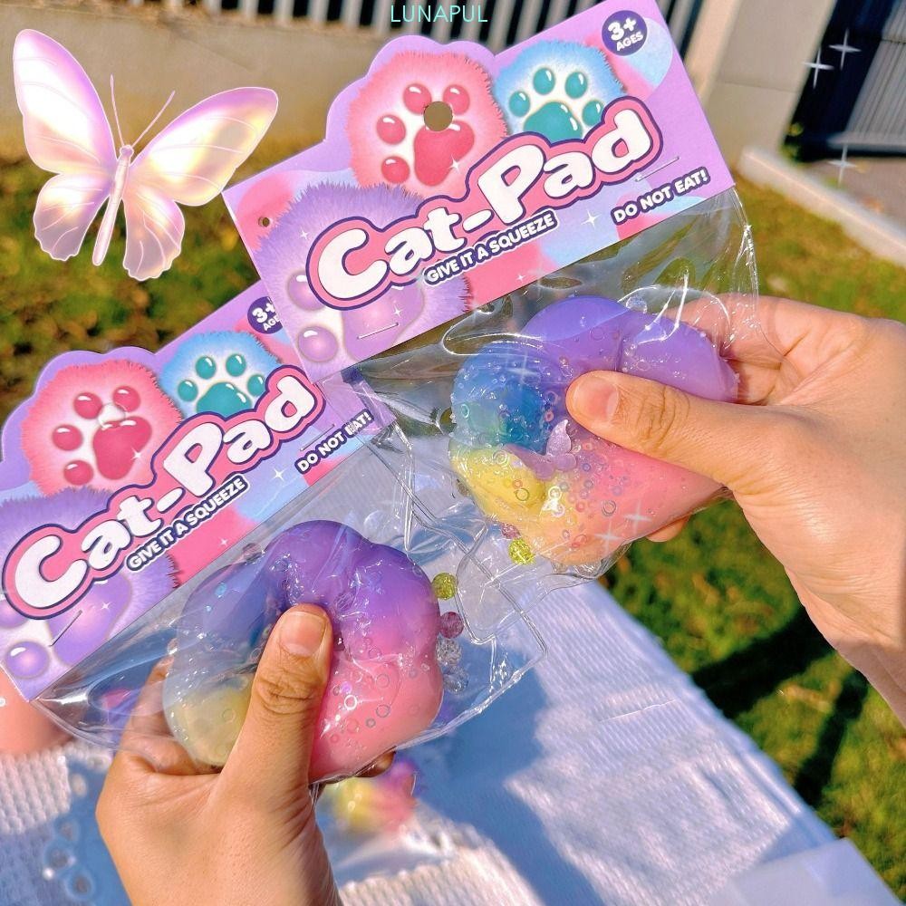 LUNAPUL การ์ตูน Fidget ของเล่น, ซิลิโคน TPR Cat Paw Squeeze ของเล่น ...