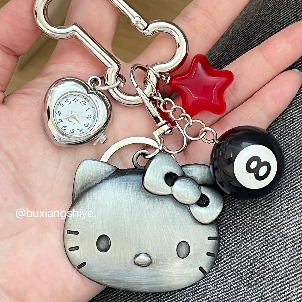 Retro kt Cat Keychain Cute miu Style kitty Female Bag Pendant Unique ...