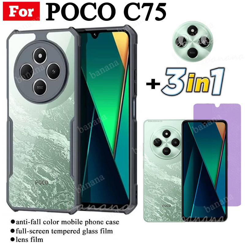 3 in 1 Poco C75 เคสโทรศัพท์กันกระแทกสําหรับ Poco C 75 C7 5 C65 C61 Anti ...