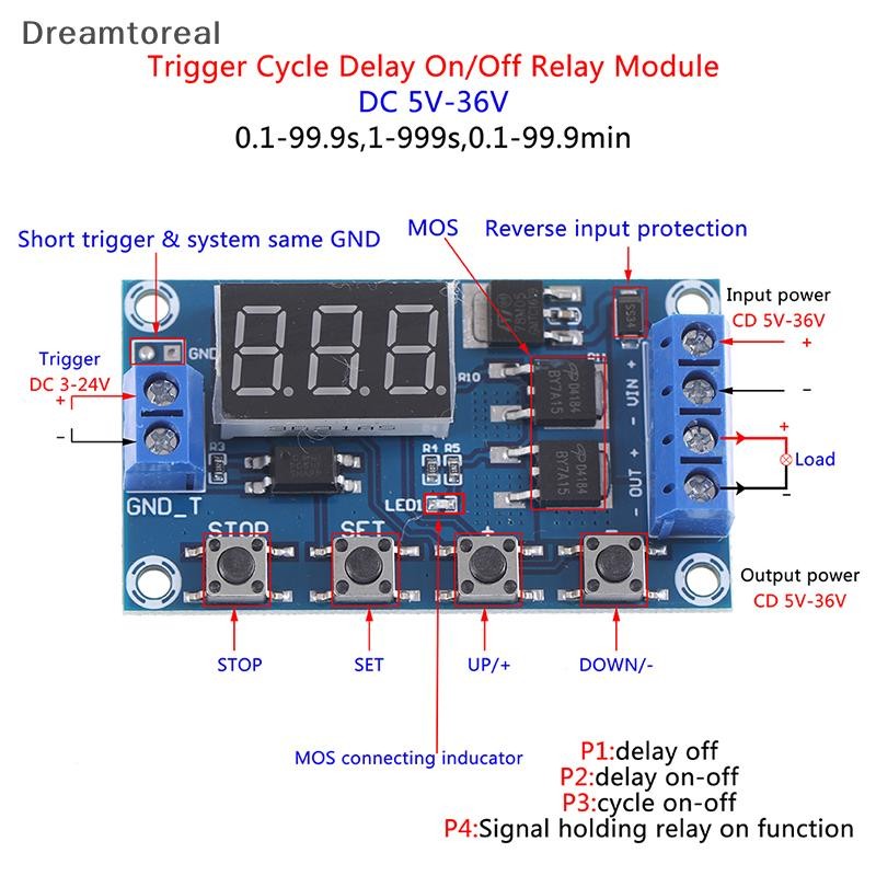 Demtl DC 6-30V Dual MOS LED Digital Time Delay รีเลย์สวิทช์โมดูลแผงวงจร OLA | Shopee Thailand