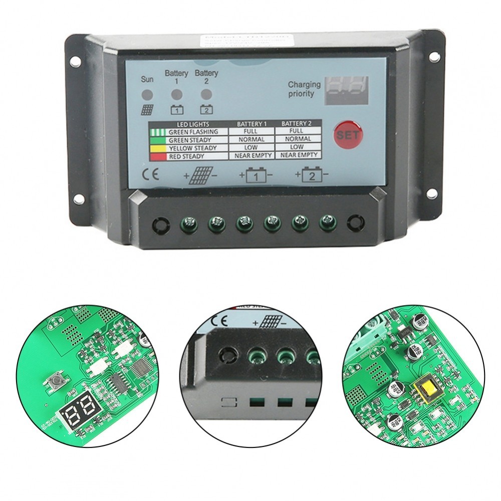 Dual-Battery Solar Controller Built-in Safety Features Overcharging ...