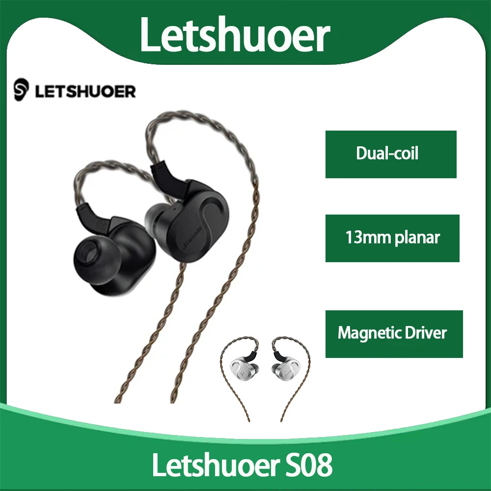 Letshuoer S08 รุ่นที่สี่ในหูฟัง Dual-coil 13 มม.Polar Magnetic Driver ...
