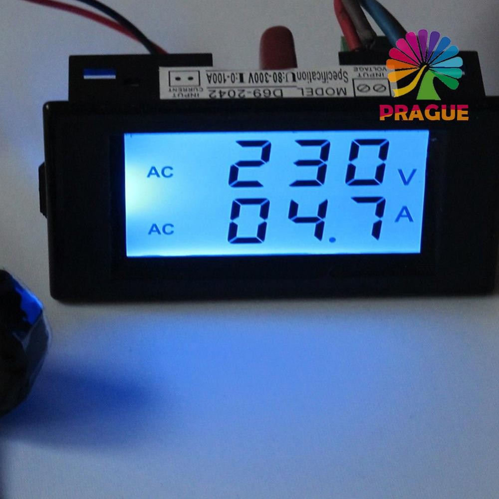 โวลต์มิเตอร์แบบดิจิตอลแอมมิเตอร์ AC 300V 100A แผง Amp Volt Meter Dual ...