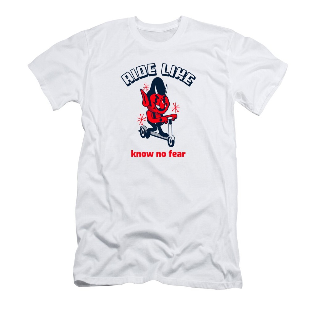 เสื้อยืด Ride Like The Devil Scooter T-ShirtCartoon แท้ Cotton 100% หนาๆ ต้านทานรอยยับ สวยๆ ...