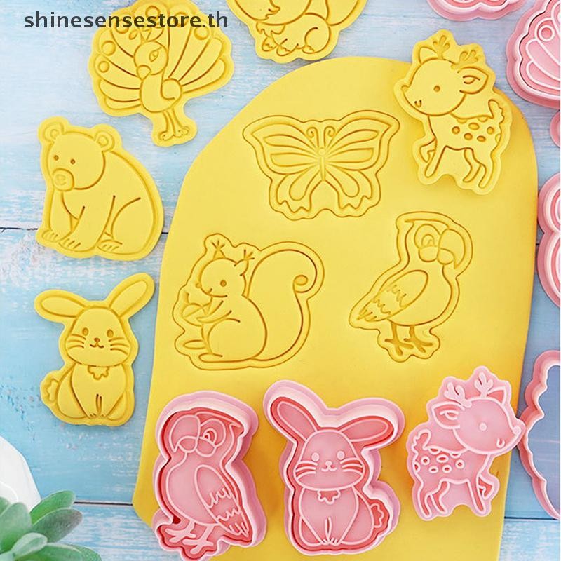 Shine 8 ชิ้นสัตว์ป่าเครื่องตัดคุกกี้ 3D การ์ตูนกดบิสกิตแม่พิมพ์แสตมป์ ...