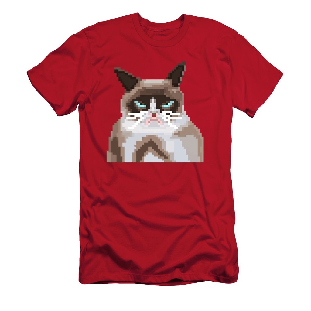 เสื้อยืด Vintage #2 A Grumpy Cat #2 T-Shirt แท้ Cotton 100% สีขาว น่ารัก รัดรูป ใส่เดินทาง ผ้าห ...