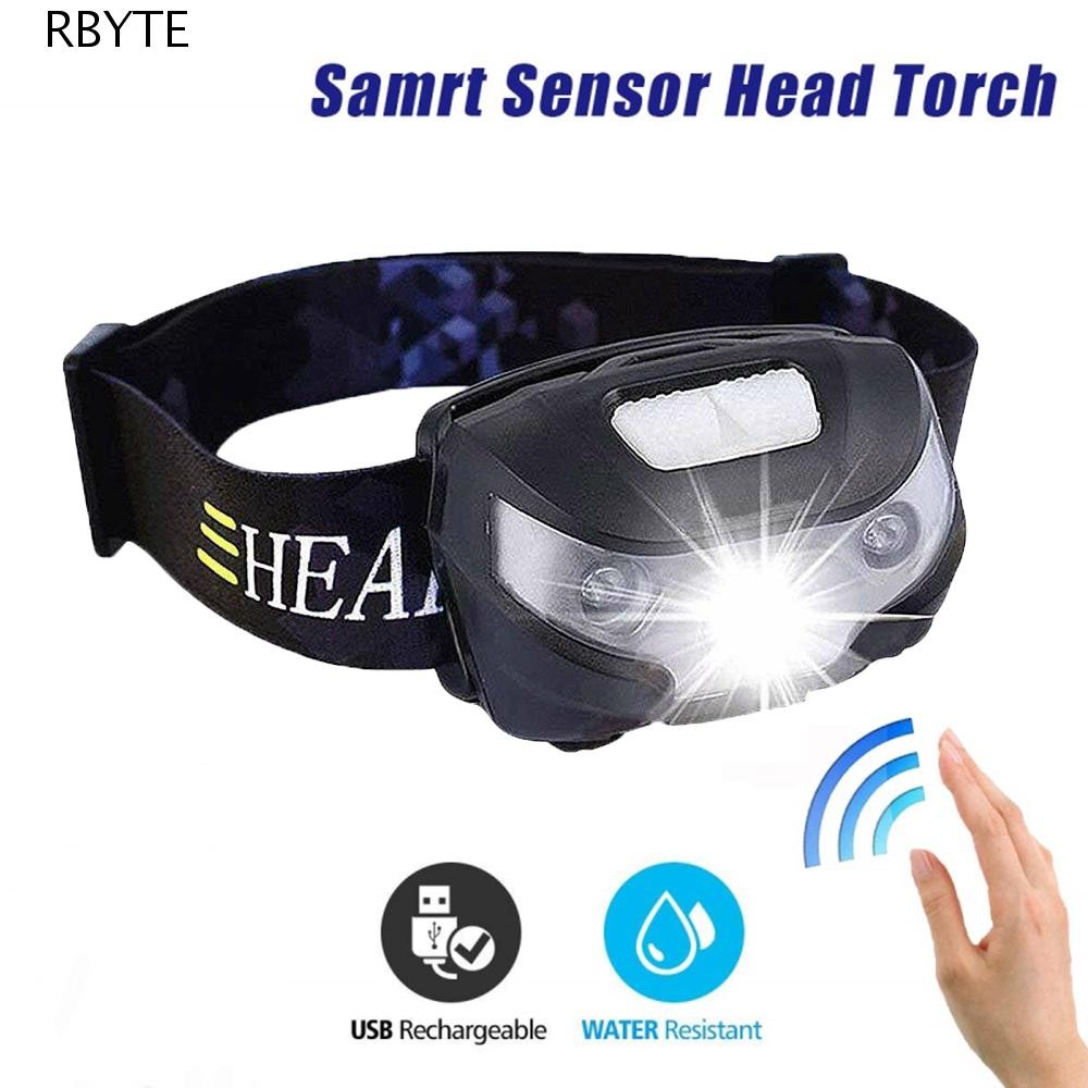 RBYTE ไฟหน้าโคมไฟ LED กันน้ํา USB เซ็นเซอร์อัจฉริยะไฟฉายตกปลา | Shopee Thailand