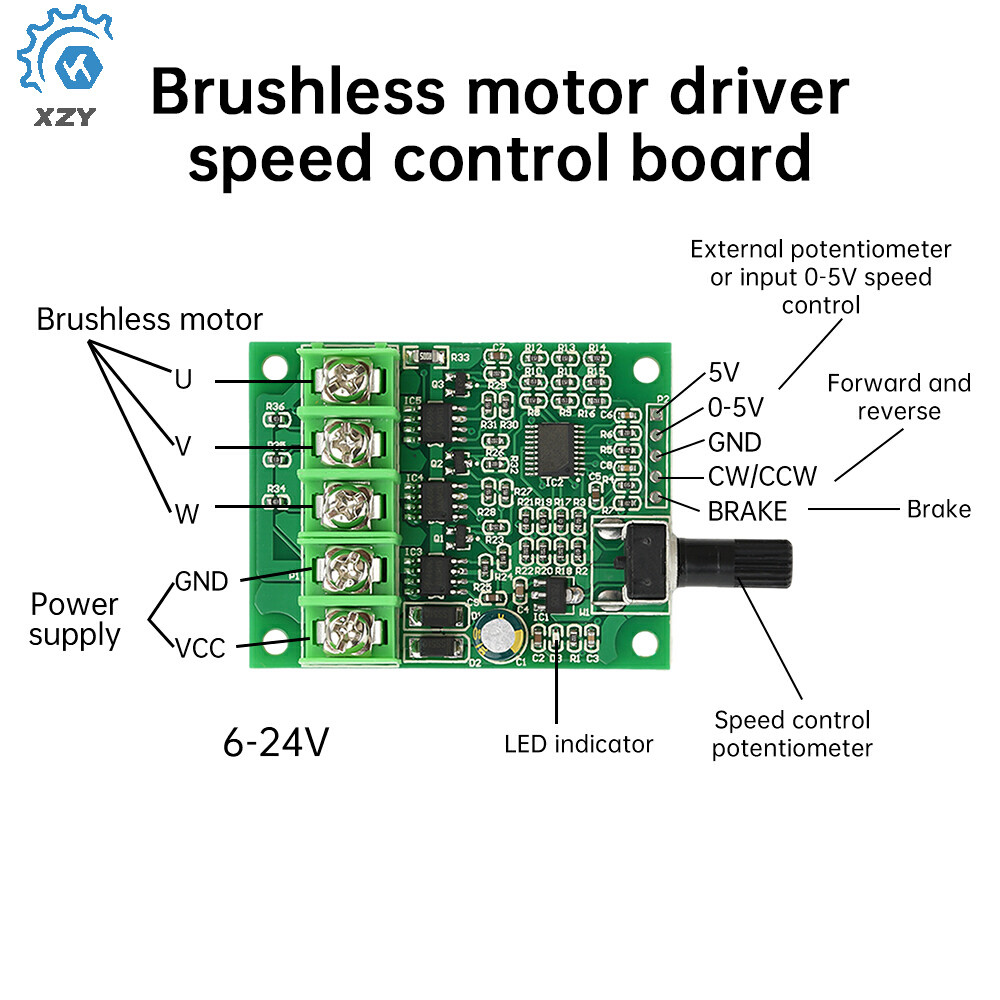 3-Phase DC Brushless Hallless มอเตอร์ควบคุมมอเตอร์ 6V 12V 24V Optical ...