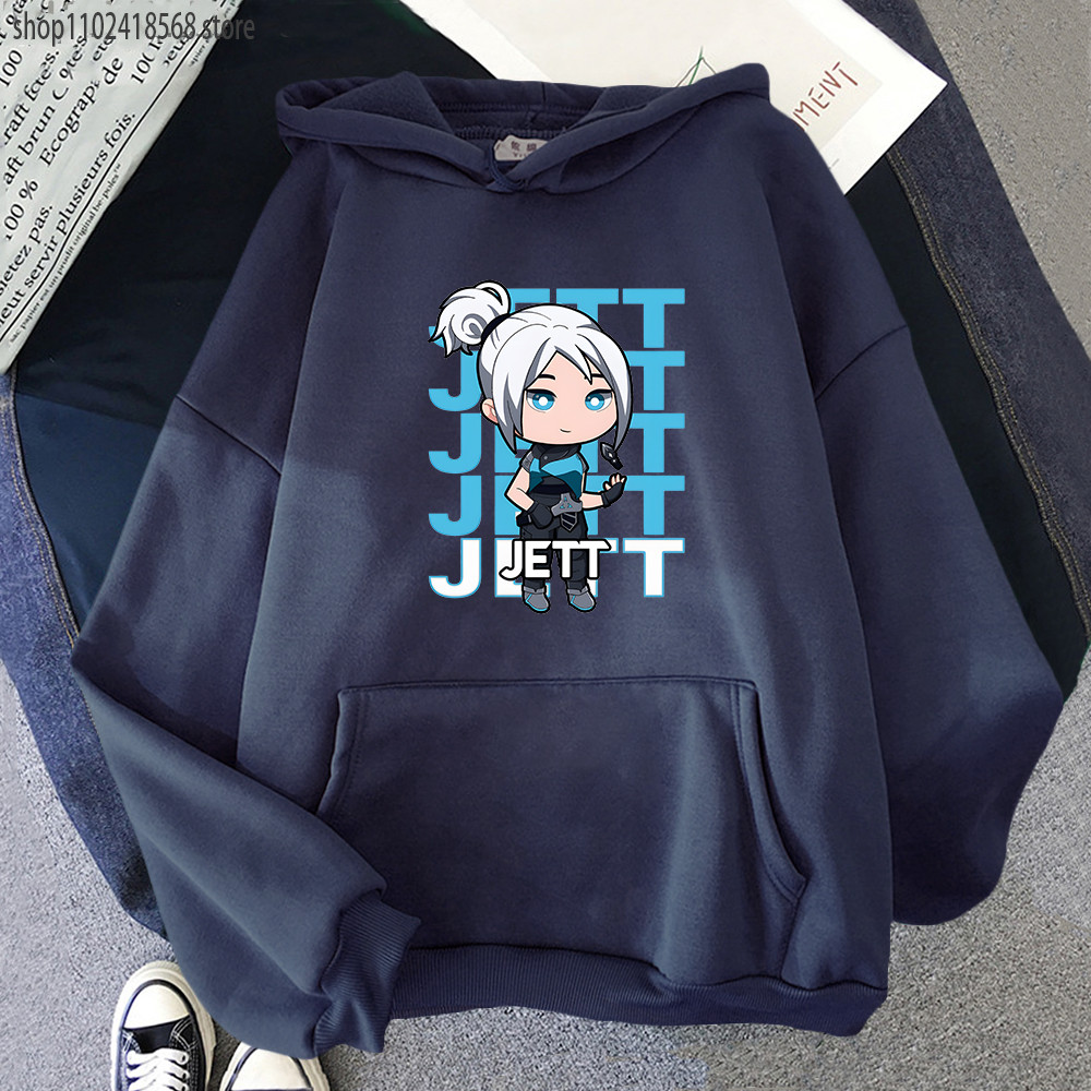 Jett Valorant Hoodie การ์ตูน Streetwear ผู้ชายพิมพ์เกาหลี Harajuku ...