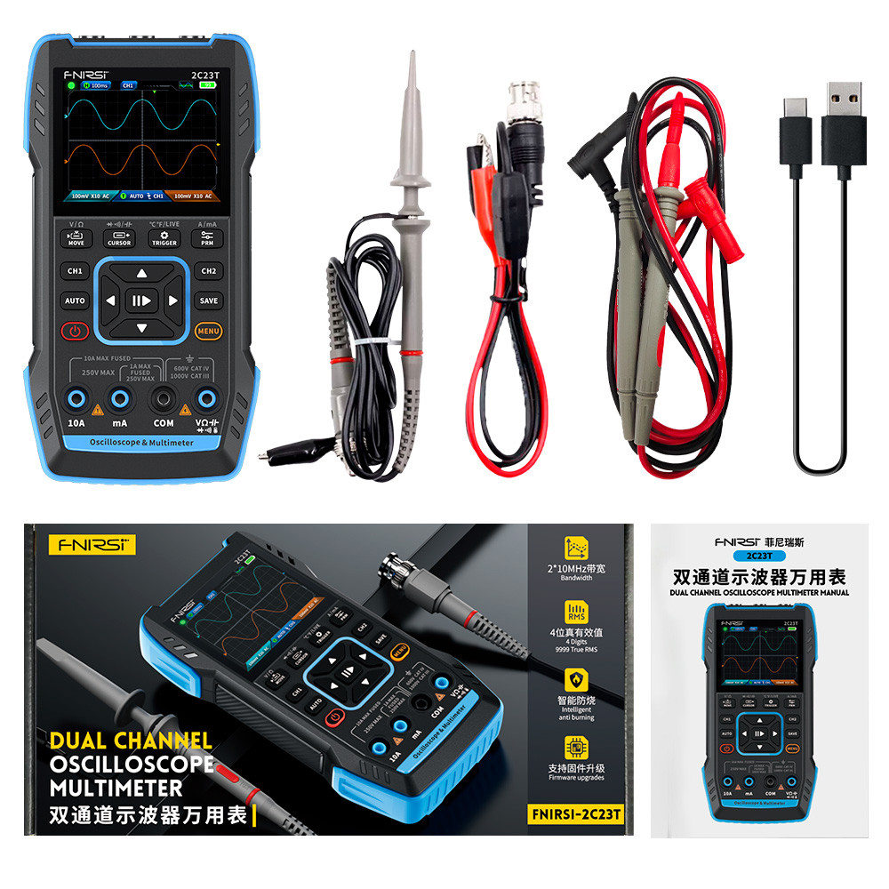 3in1 Oscilloscope มัลติมิเตอร์สัญญาณเครื่องกําเนิดไฟฟ้าเครื่อง 2.8 นิ้ว ...