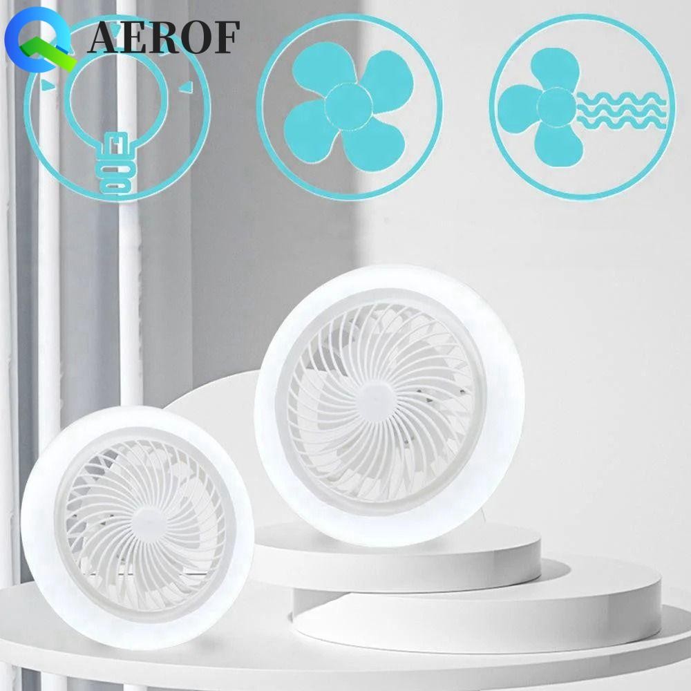 Aerof ไฟพัดลม LED, 2-in-1 สามโหมดหลอดไฟ LED,โคมไฟติดตั้งเงียบรีโมทคอนโทรลอัจฉริยะ E27 สกรูพัดลม ...