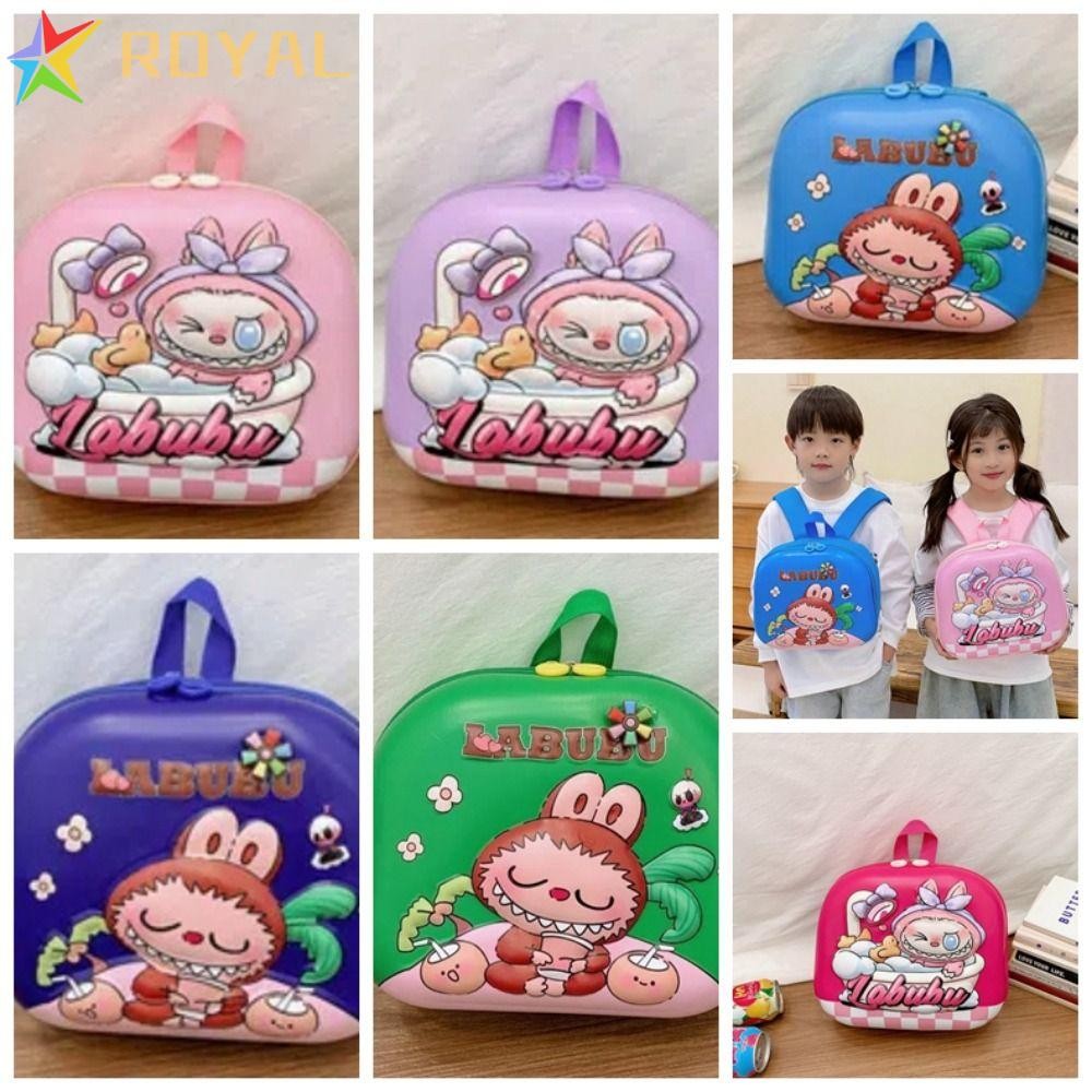 ROYAL Labubu กระเป๋าเป้สะพายหลัง, ไนลอน PVC Labubu 3D Daypack, รูปแบบไฟ ...