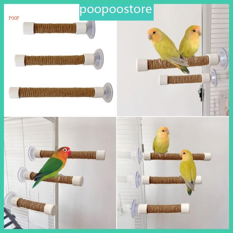 POOP นกแก้วบด Scratchers Perch ถ้วยดูดนกกรงของเล่น Rod Swing Rack ของ ...