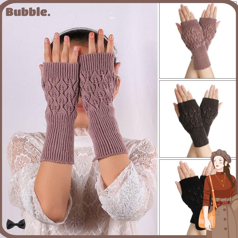 Bubble ถุงมือถักขนสัตว์แฟชั่น Wool Protable Half Mitten | Shopee Thailand