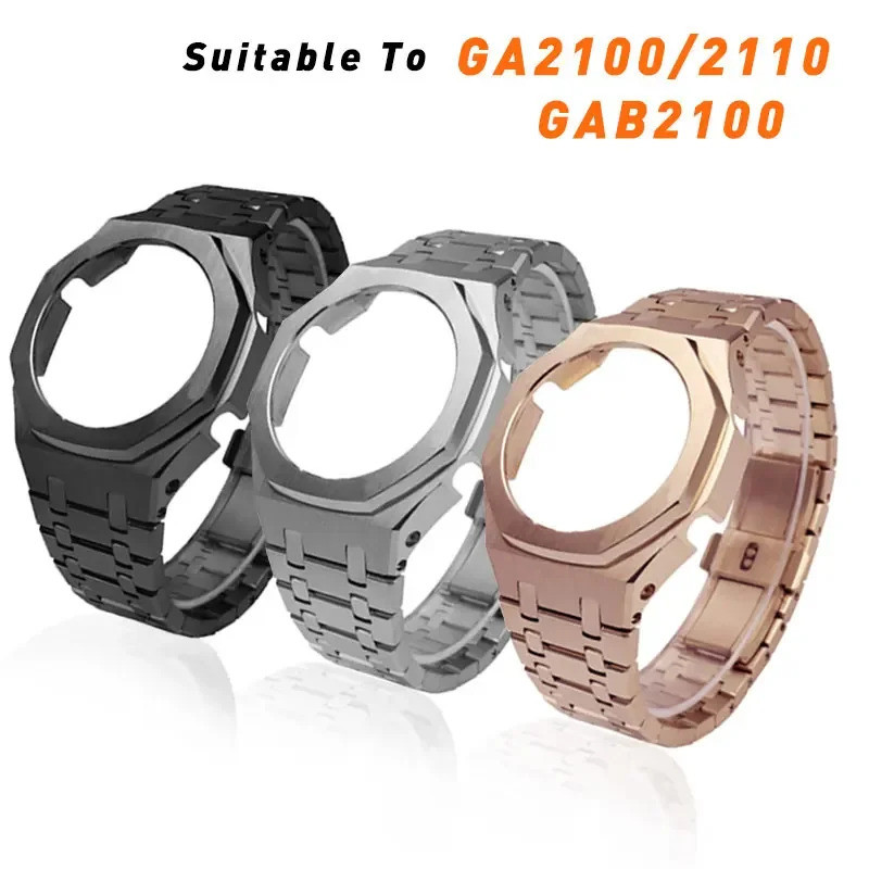 Ga-2100 โลหะสายคล้อง Mod Kit สําหรับ Casio Ga 2100 Ga-B2100 สแตนเลสสตีล ...