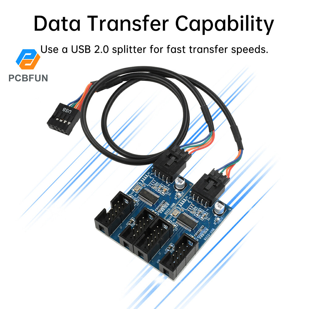 Pcbfun 9-pin USB 2.0 multiplier 1-to-2-port 4 พอร์ตซ็อกเก็ตชาย 9 พิน ...